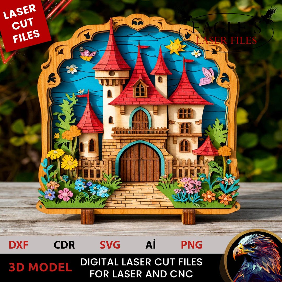 Princess Castle Laser Cut Files Multilayer SVG DXF, Glowforge Ready 3D ...