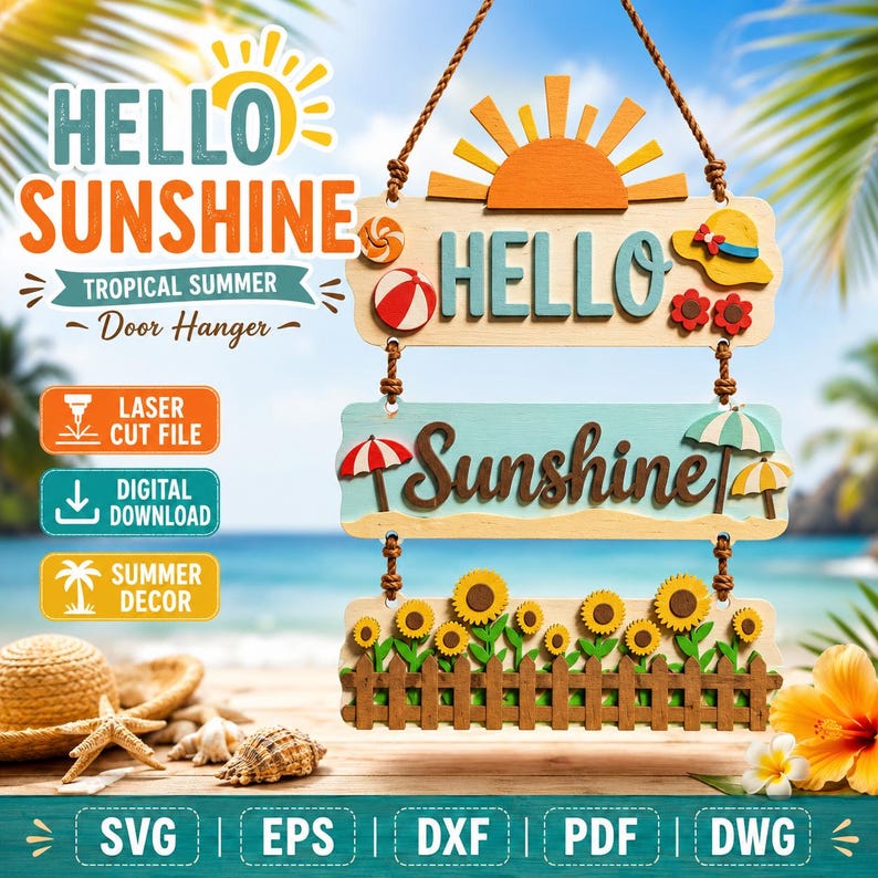 Summer Welcome Signs Laser Cut Bundle SVG | Beach Summer Vibes Door ...
