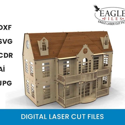 Doll House With Furniture Laser Cut Files - Etsy