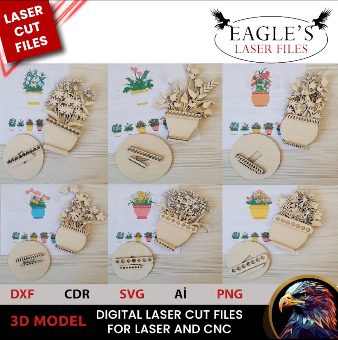Dıy Paint Kits Files Laser Cut Files Layered Flowers 6 Files 5 Layers ...