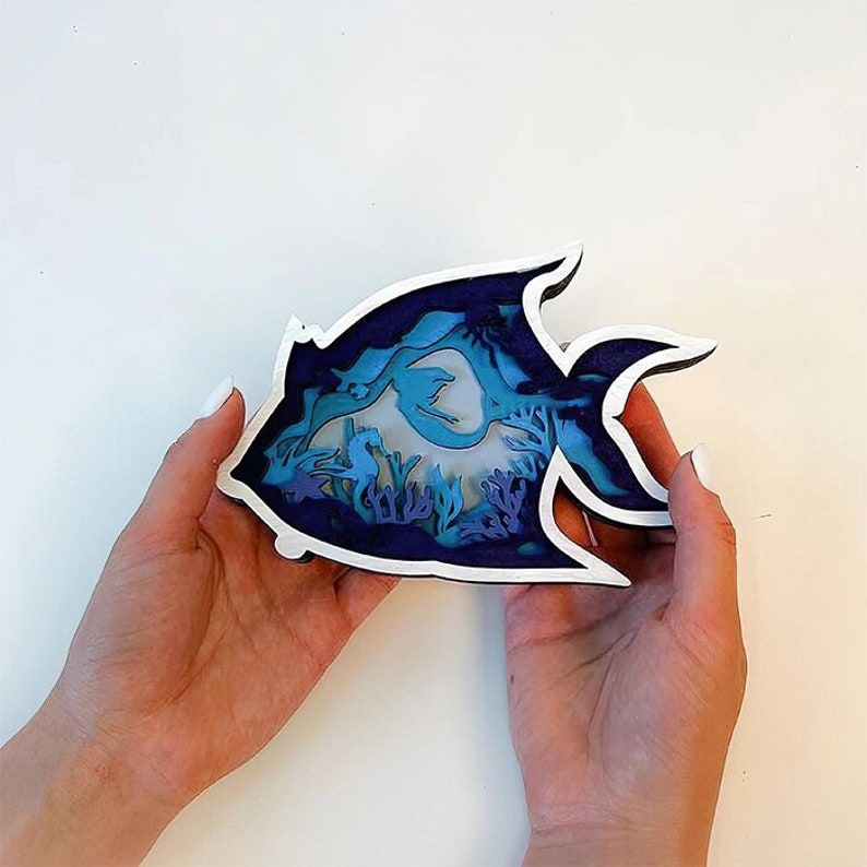 Laser Cut SVG Files - Layered Ocean Animals SVG Bundle Dolphin, Shark ...