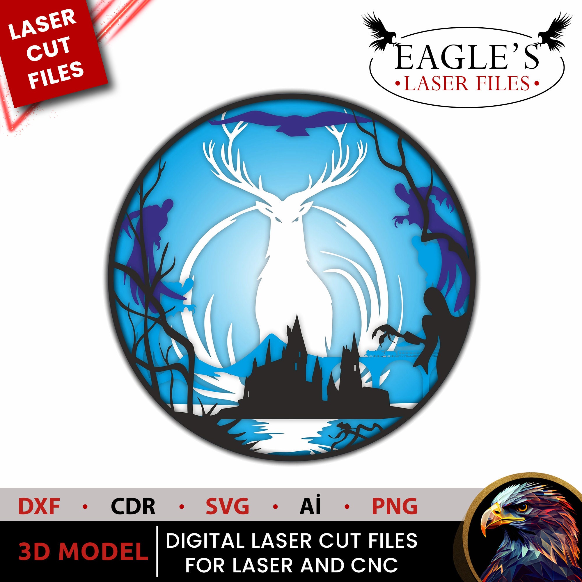 Harry Potter Multilayer SVG Bundle - Hogwarts, Patronus Stag & Deathly ...