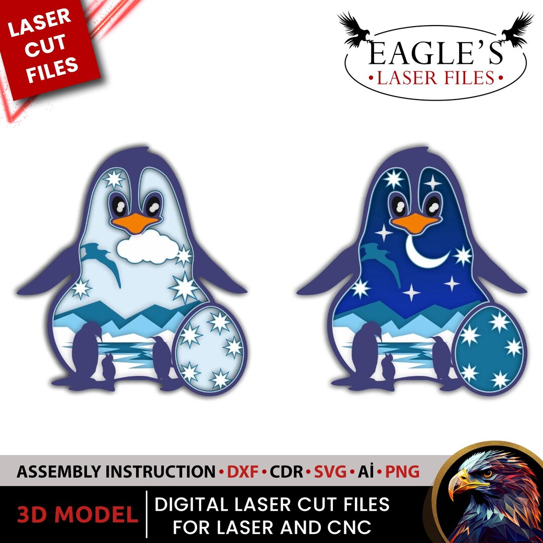 Polar Penguin Laser Cut File: 5-layer SVG for 3mm Wood - Etsy