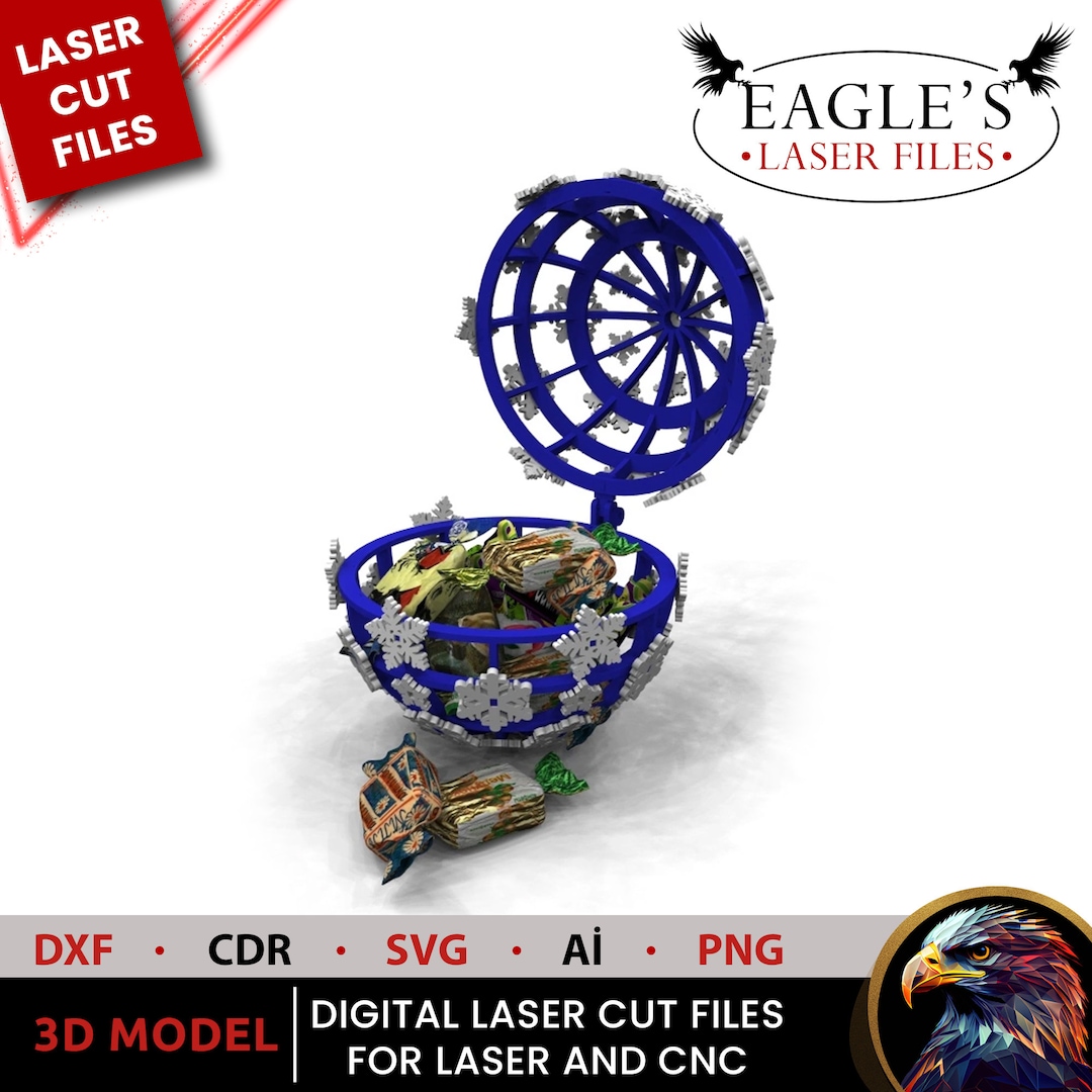 Laser Cut 3D Projects Christmas Snowflakes Ball 3mm Laser Cut Files ...