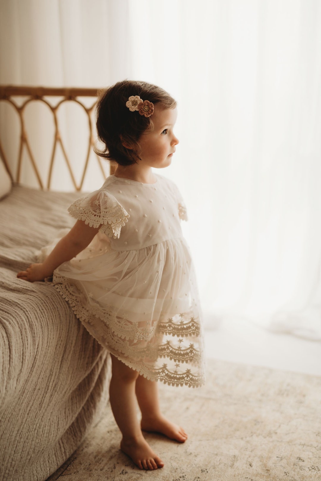 Nesta Girls Boho Dress | Tulle & Muslin Vintage Dresses for Children ...