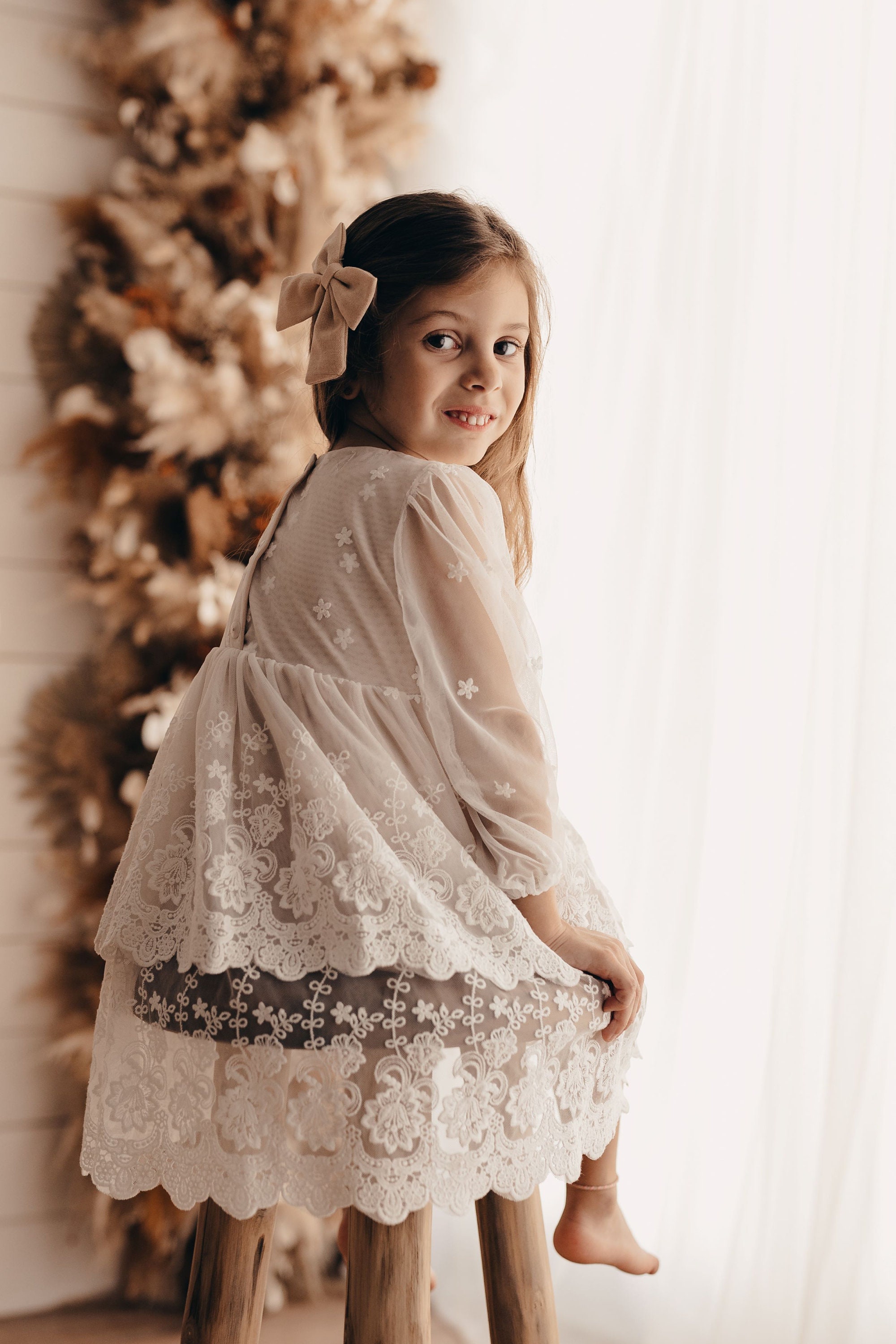 Nancy Girls Boho Dress Tulle & Muslin Vintage Dresses for Children ...