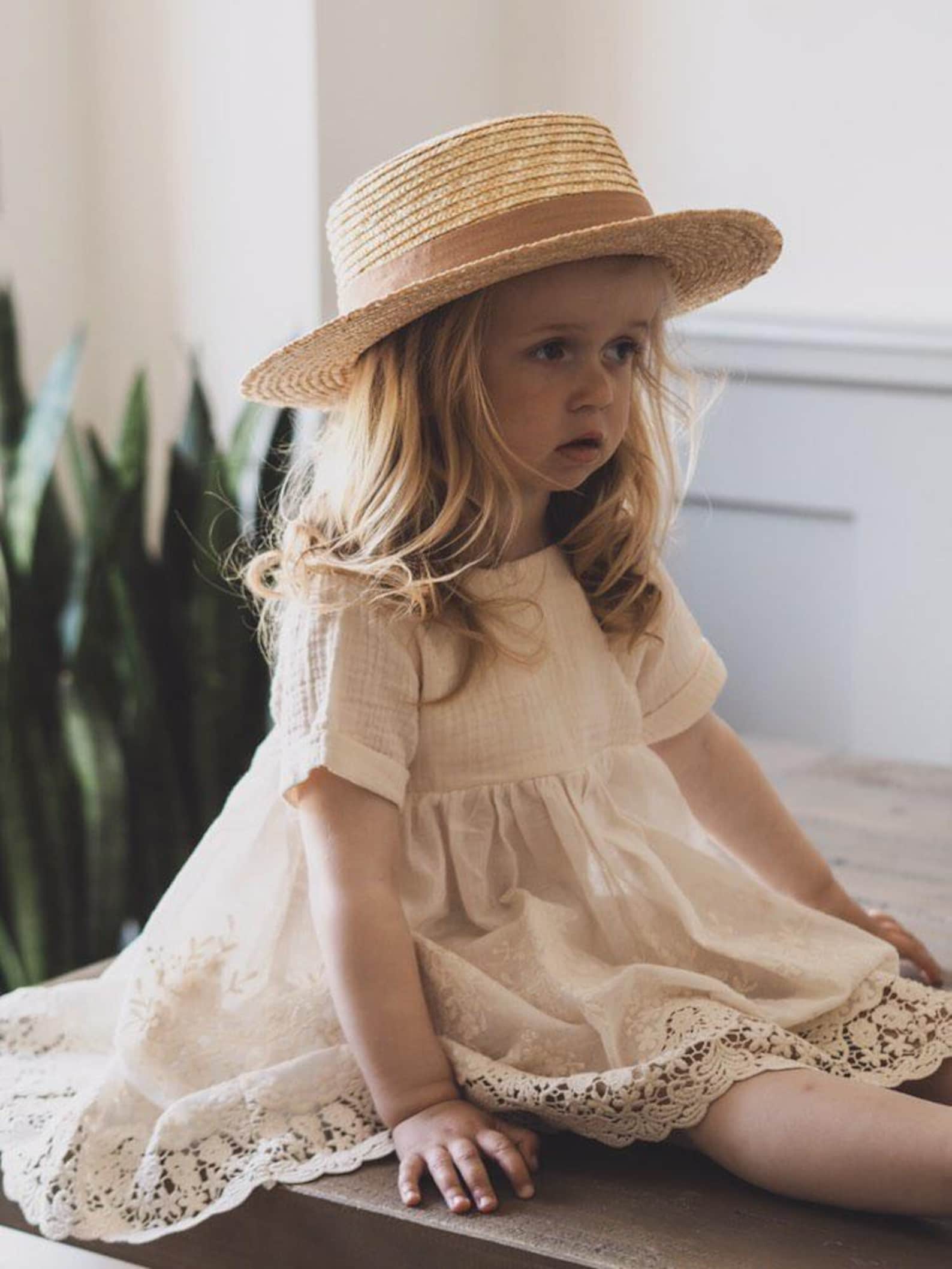 Helena Girls Boho Dress Lace & Muslin Vintage Dresses for Children ...