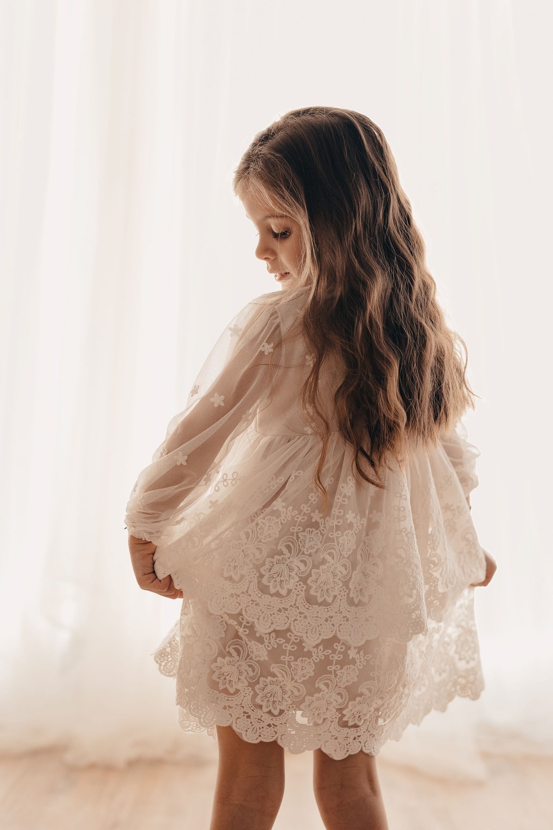 Nancy Girls Boho Dress | Tulle & Muslin Vintage Dresses for Children ...