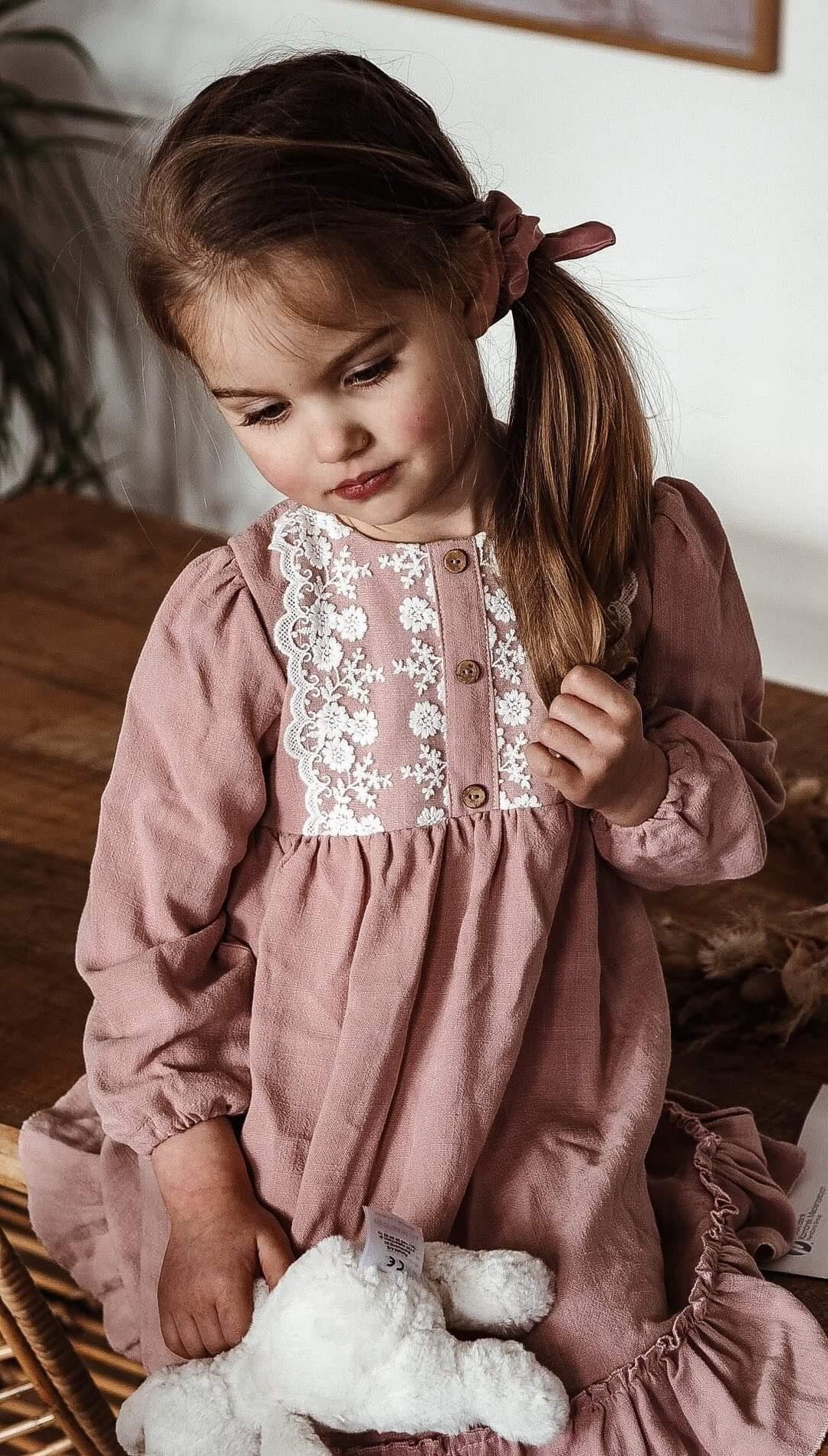 Sophie Girls Boho Dress Linen & Viscose Lace Vintage Dresses for ...