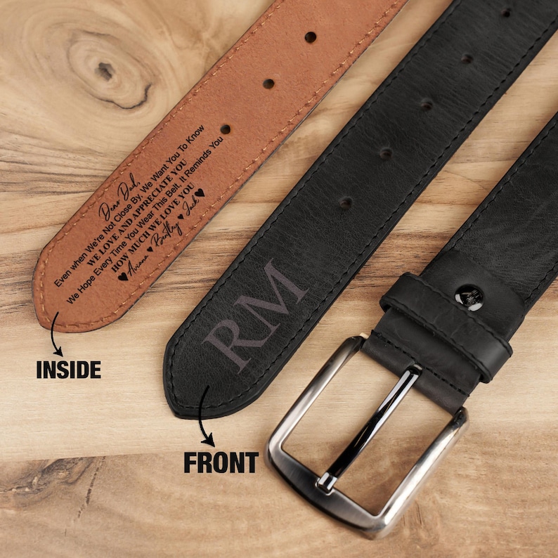 Dear Dad Engraved Belt, Custom Leather Belt for Men, Personalized Gift ...