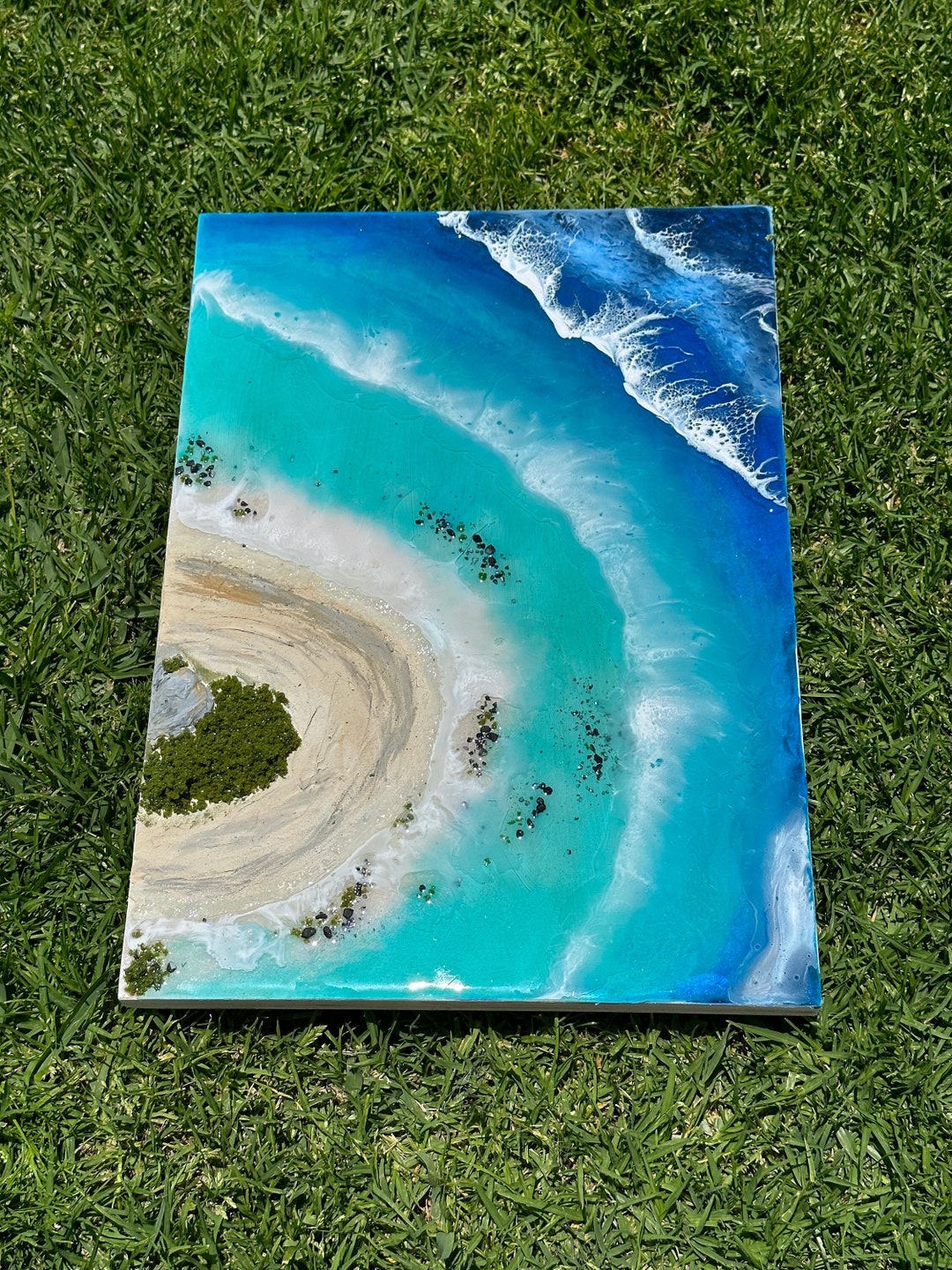 Handmade Resin Wall Art - Coastal 3D Resin Painting - Ocean-inspired ...
