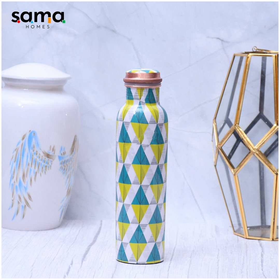 Spiffy Geometric Printed Copper Water Bottle Leak Proof Capacity 1000 ...