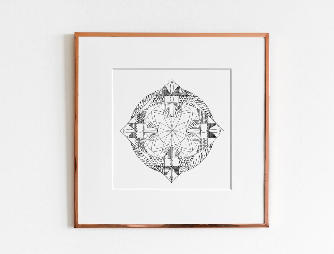 Circle and Triangles With Hand Drawn Symbols Art Print | Coloring Art ...