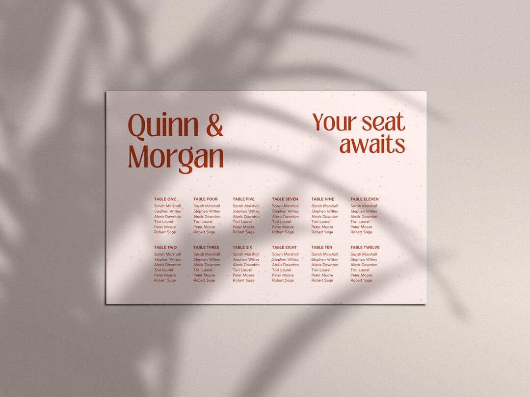 Victoria Wedding Seating Chart Template Canva - Etsy Australia