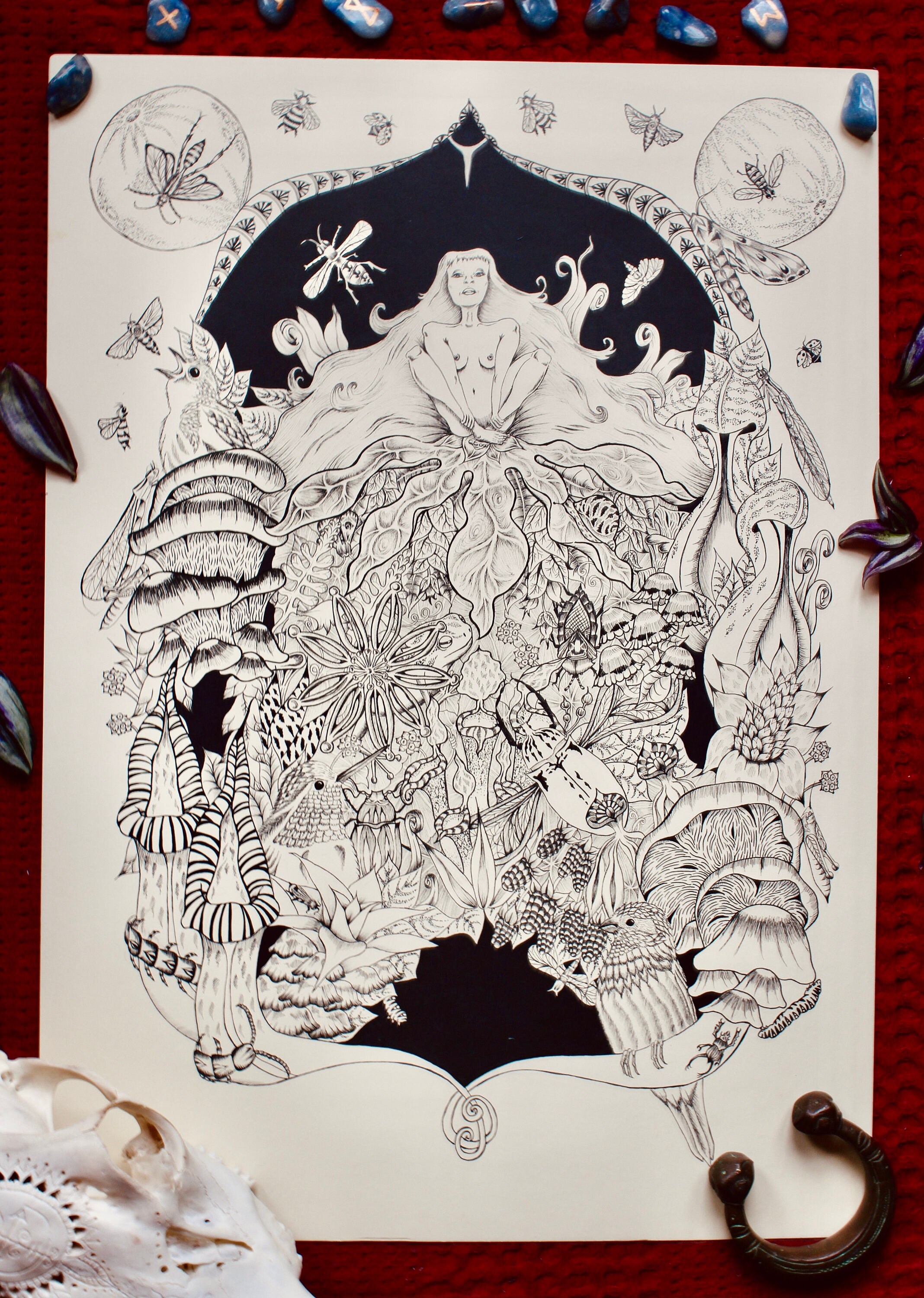 Moon Feminine Print Illustration Goddess Wild Ink - Etsy