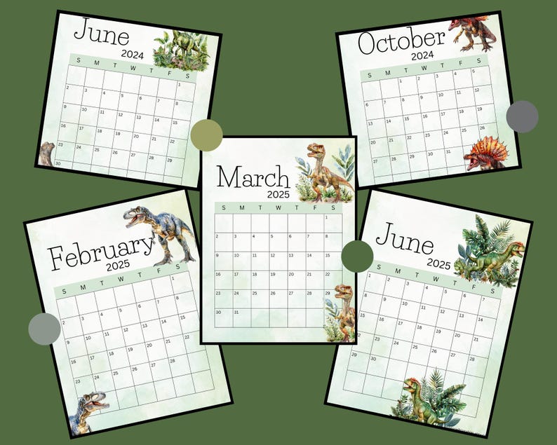 Dinosaur Kids School Calendar, 2024-2025 Dated School Calendar ...