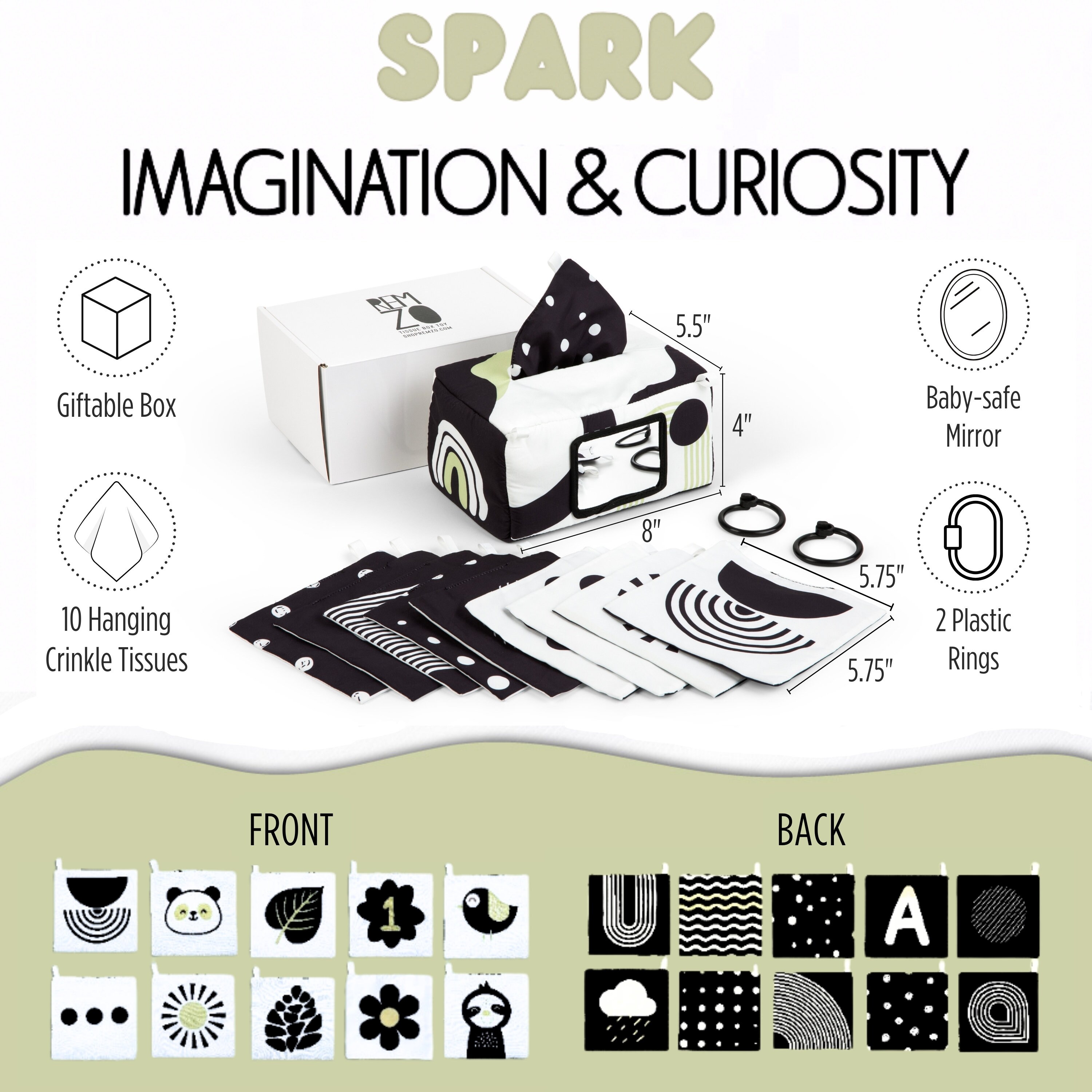 3-in-1 Baby Tissue Box Toy W/ 10 Hanging Baby Crinkle Paper & Baby ...