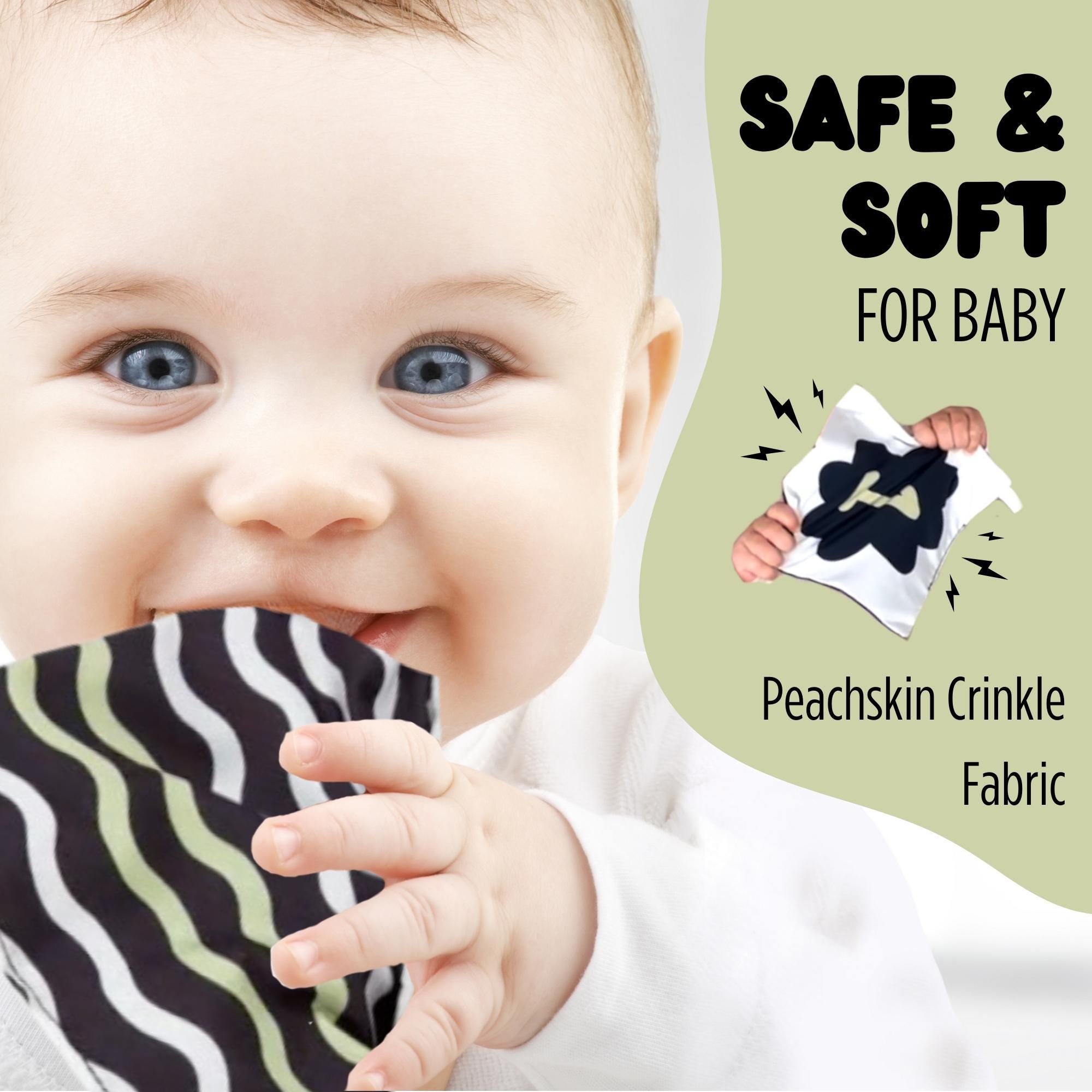 Set of 5 Hanging Baby Crinkle Paper Tissues W/ Ring - High Contrast ...
