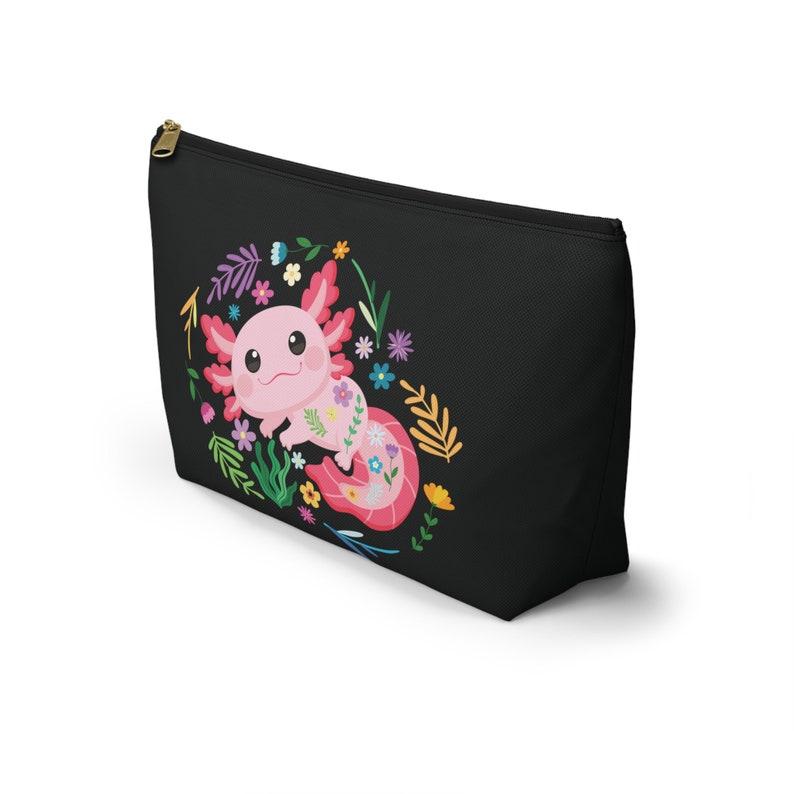 Axolotl Storage Makeup Bag, Cute Axolotl Floral Cosmetic Bag, Cute ...