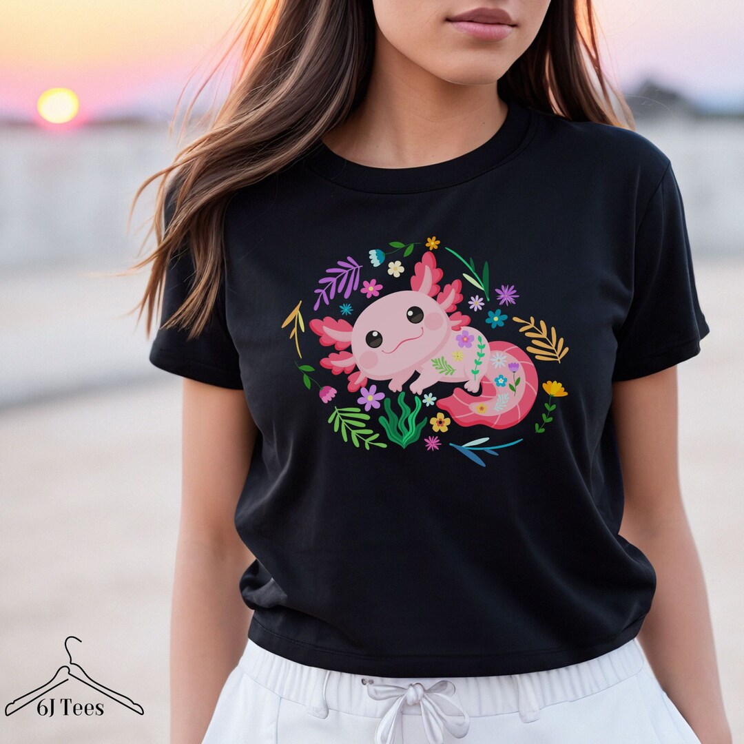 Axolotl Shirt, Women's Floral Axolotl T-shirt, Mommy and Me Axolotl Tee ...