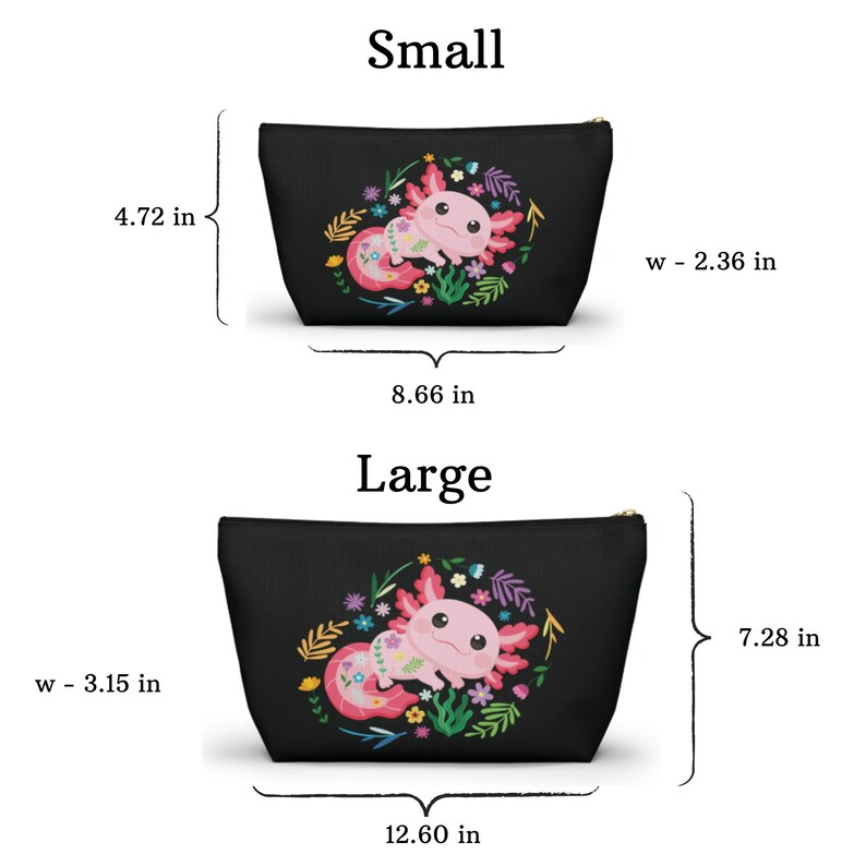 Axolotl Storage Makeup Bag, Cute Axolotl Floral Cosmetic Bag, Cute ...