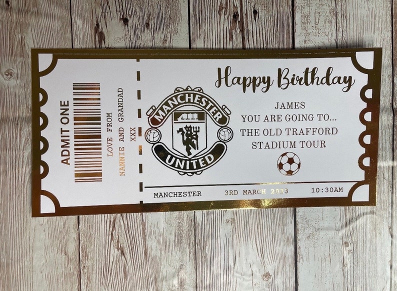 Football Stadium Tour Ticket Personalised Themed Faux Foil - Etsy