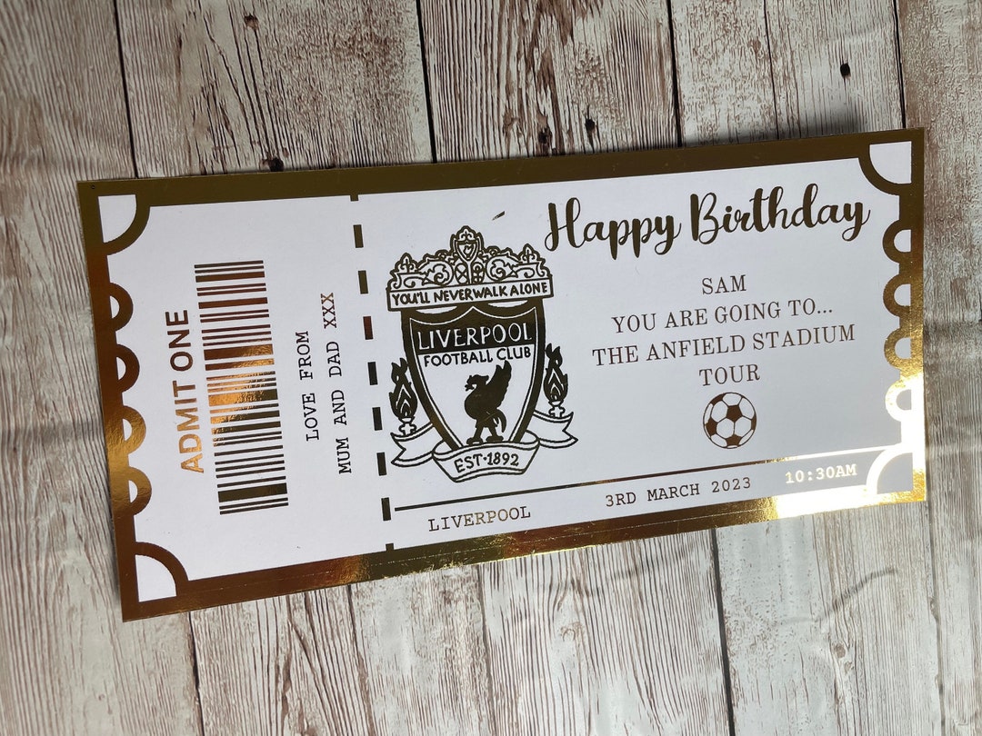 Football Stadium Tour Ticket Personalised Themed Faux Foil Ticket Event ...