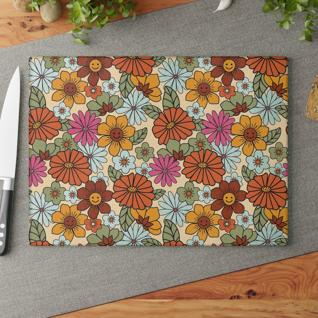 Elegant Vintage Inspired Floral Glass Cutting Board - Stylish and ...