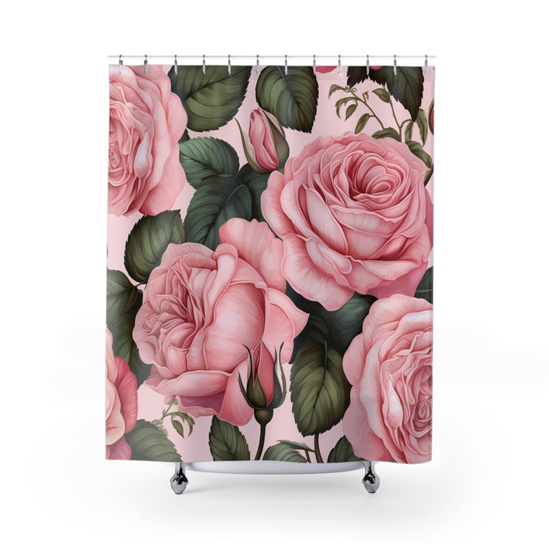 Gorgeous Pink Bold Roses Shower Curtain - Vibrant Floral Bathroom ...