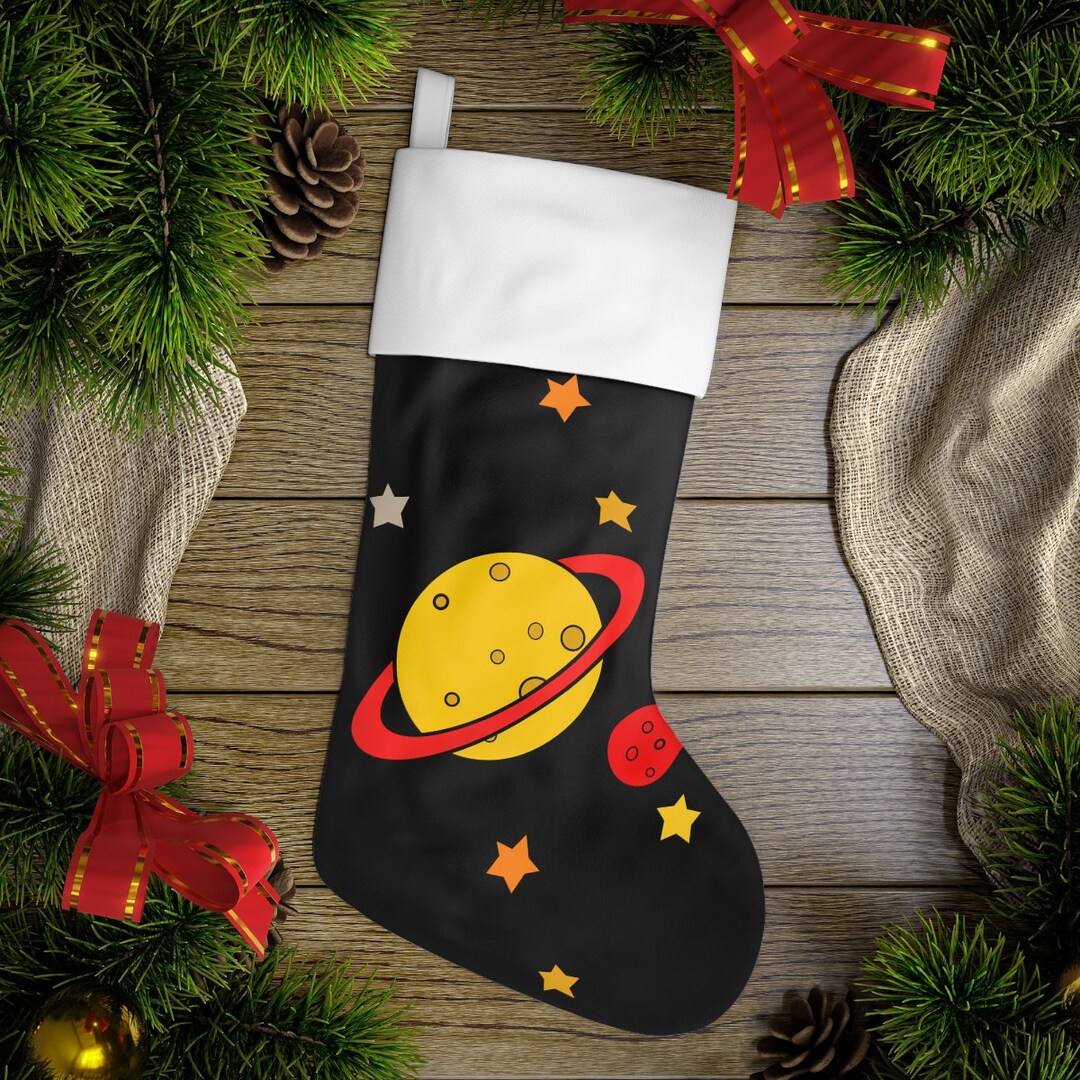Planet Saturn Galaxy Illustration Holiday Stocking Merry Christmas ...