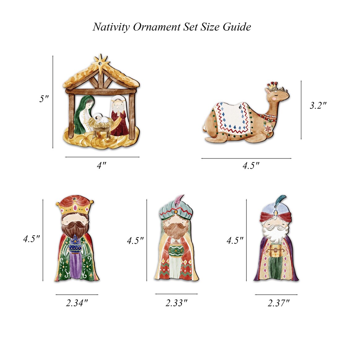 Christmas Nativity Wooden Ornament Set, Laser Cut Nativity Scene, Holy ...