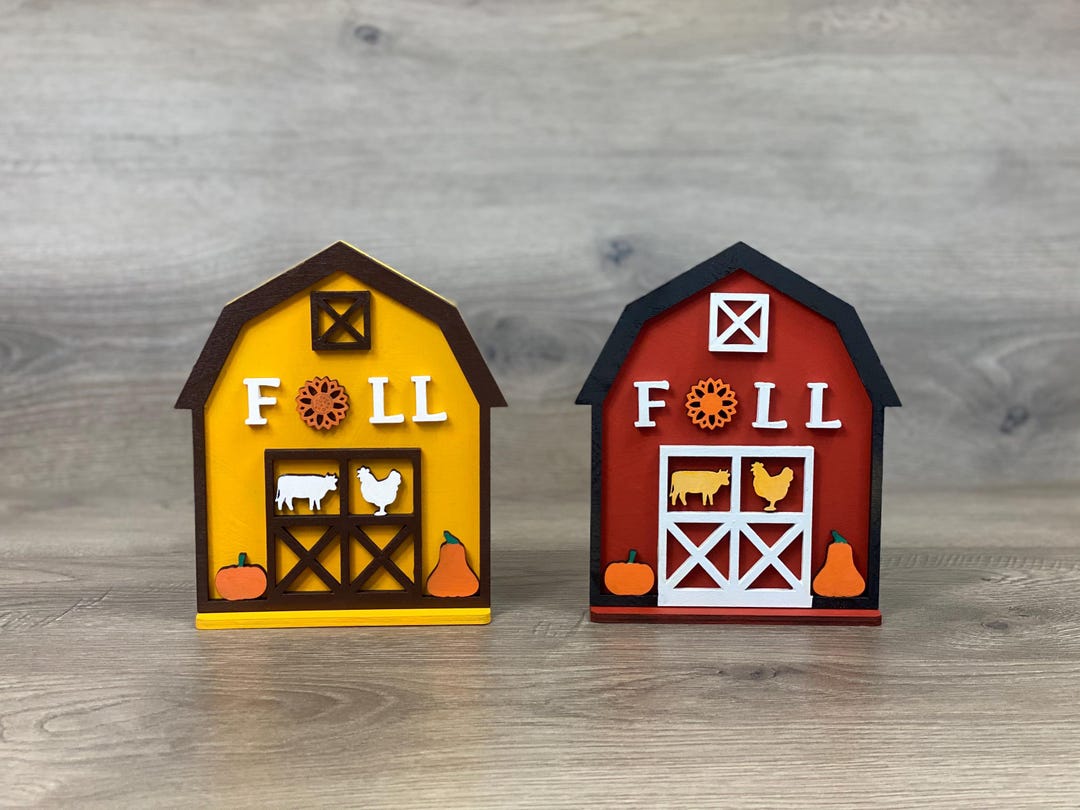 7'' Wooden Farmhouse Barn Shelf Sitter,free Standing Wood Fall Barn ...