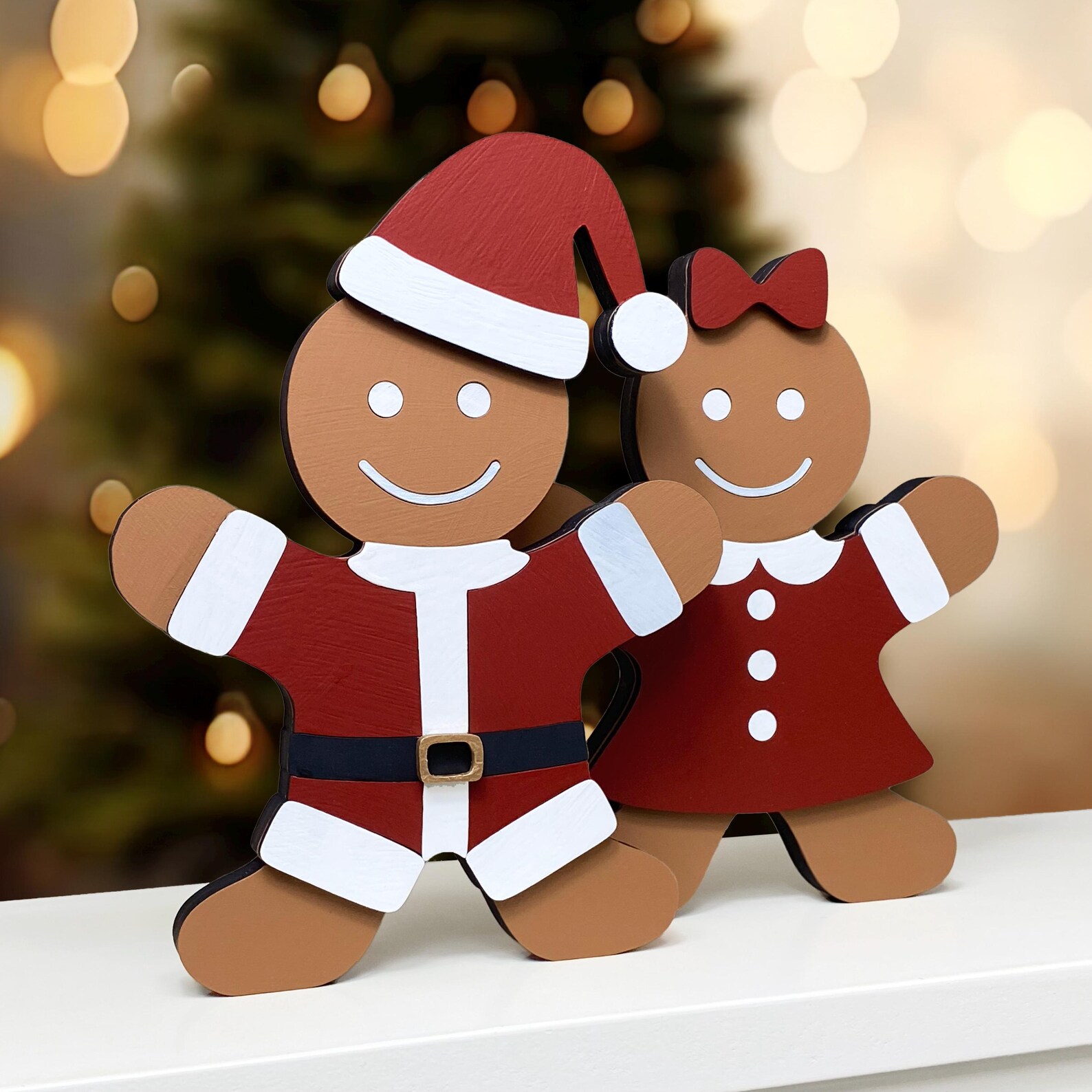 3d Wooden Christmas Gingerbread Man Tabletop Decor, Winter Holiday ...