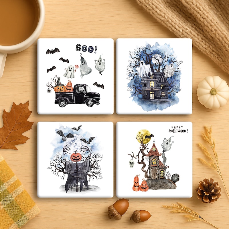 Ghost Ceramic Coasters - Etsy
