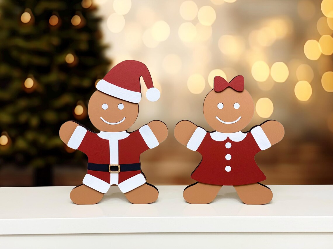 3d Wooden Christmas Gingerbread Man Tabletop Decor, Winter Holiday ...