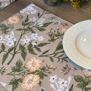 Set of 4 Vintage Floral Placemats,botanical Flower Table Mats,yellow ...
