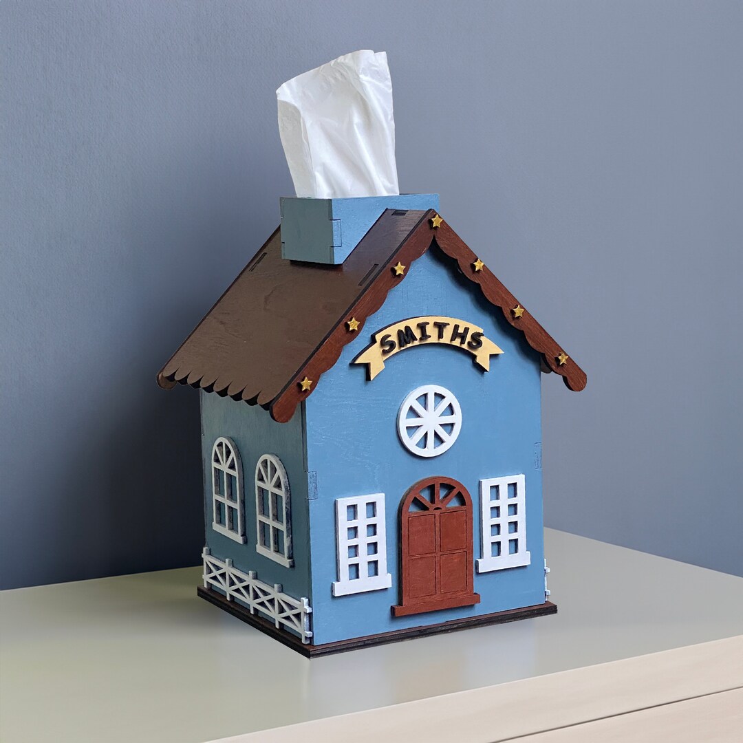 Miniature 3D Wooden House Tissue Box Holder,hand Painted Personalized ...