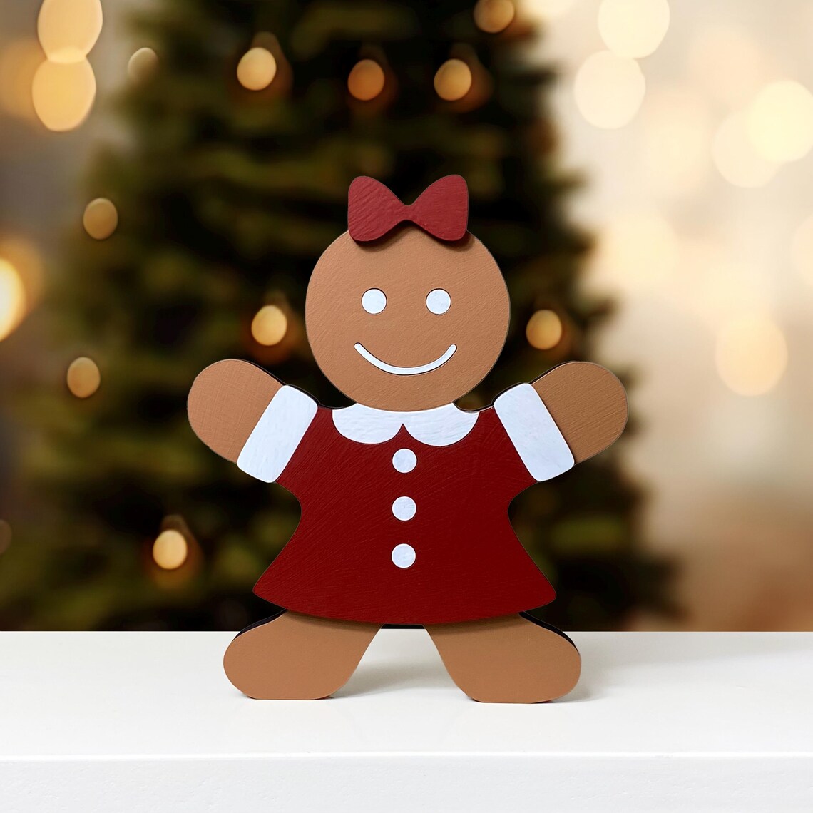 3d Wooden Christmas Gingerbread Man Tabletop Decor, Winter Holiday ...