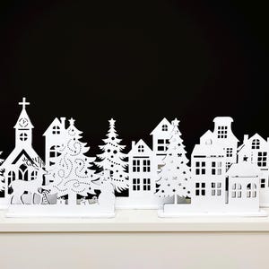 Wooden Christmas Winter Village Scene Decoration Scandinavian House