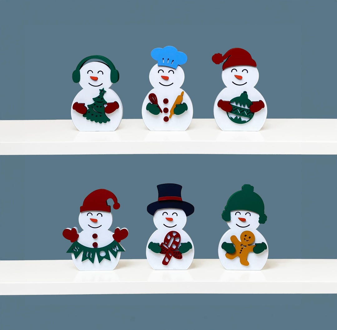 Christmas 3D Wooden Snowman Family Shelf Sitter,hand Painted Winter ...