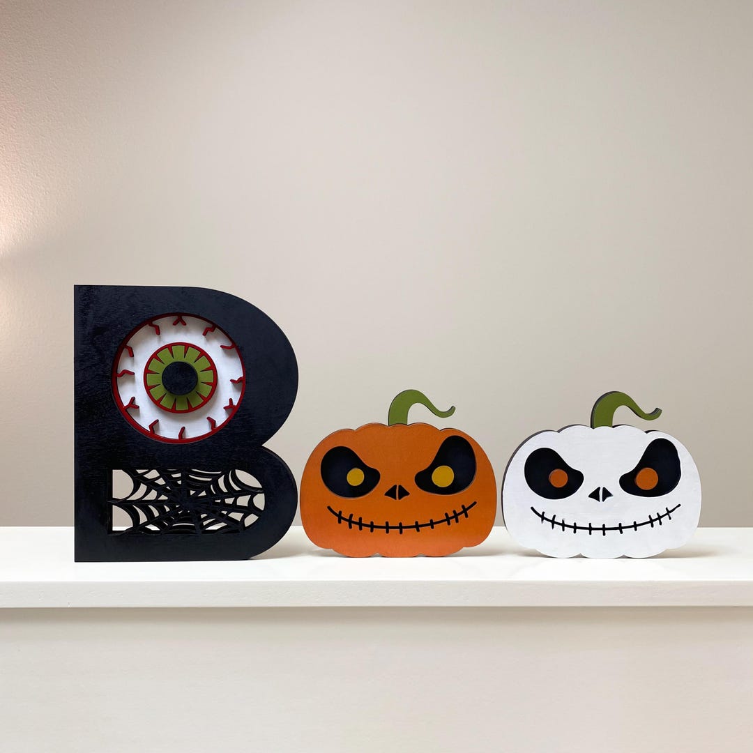 Wooden BOO Halloween Shelf Sitter,halloween BOO Sign Decor,creepy ...