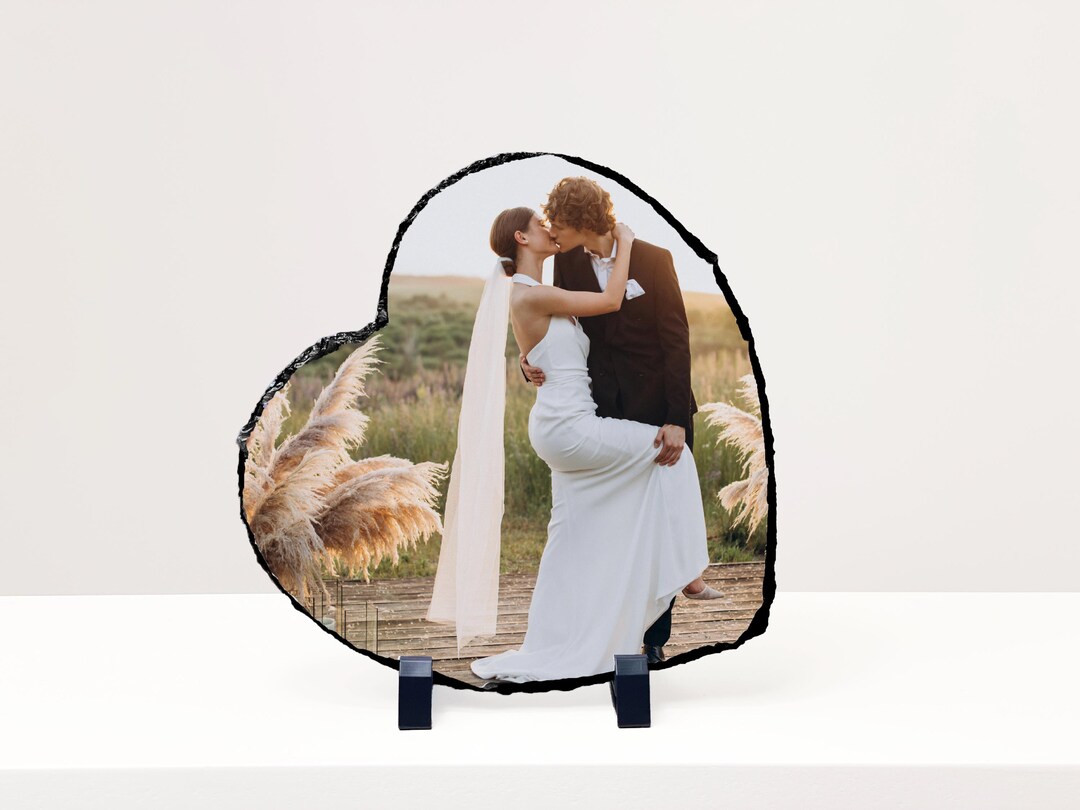 Personalized Rock Slate Photo Frame, Custom Stone Photo Plaque, Unique ...