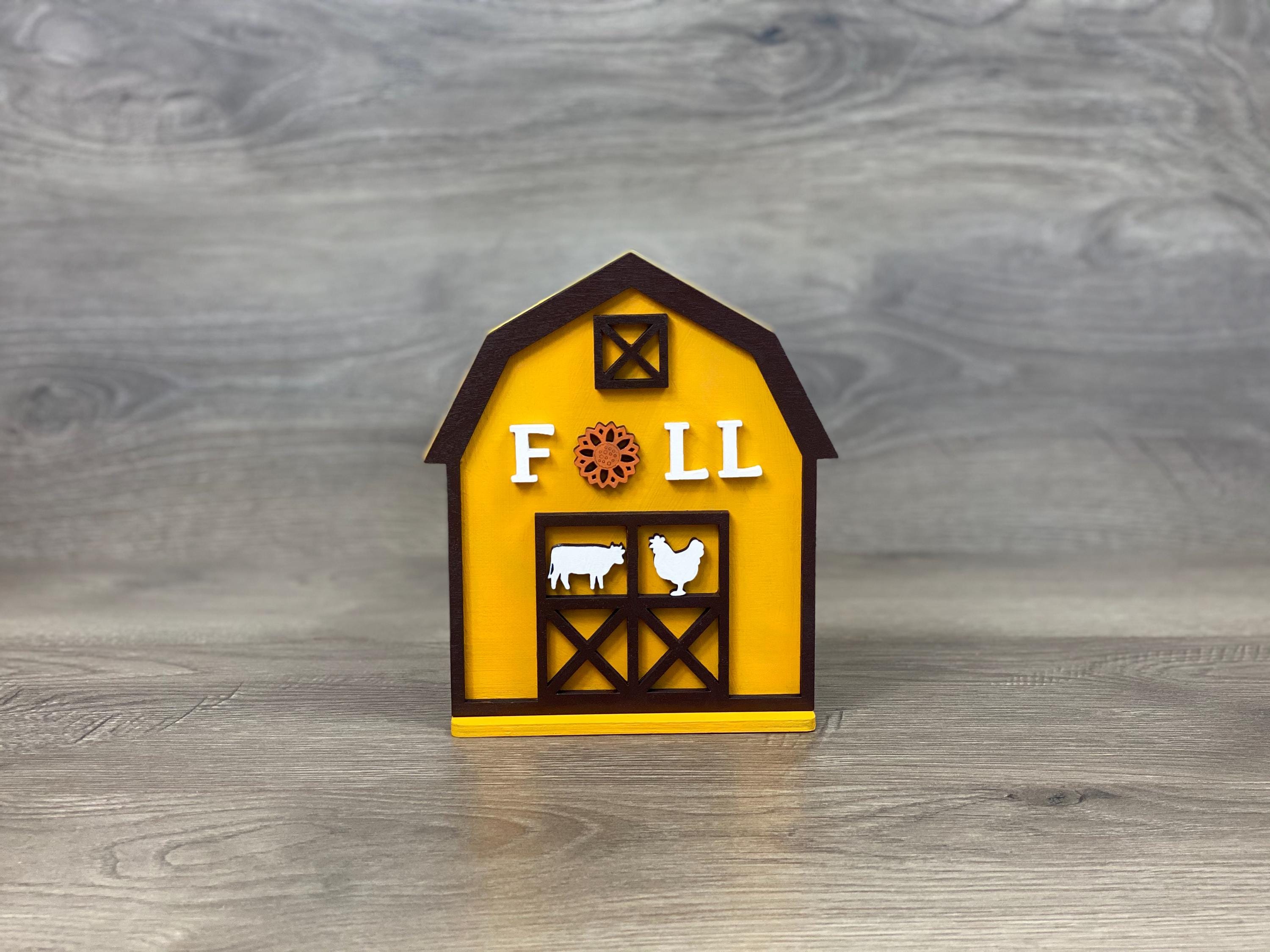 7'' Wooden Farmhouse Barn Shelf Sitter,free Standing Wood Fall Barn ...