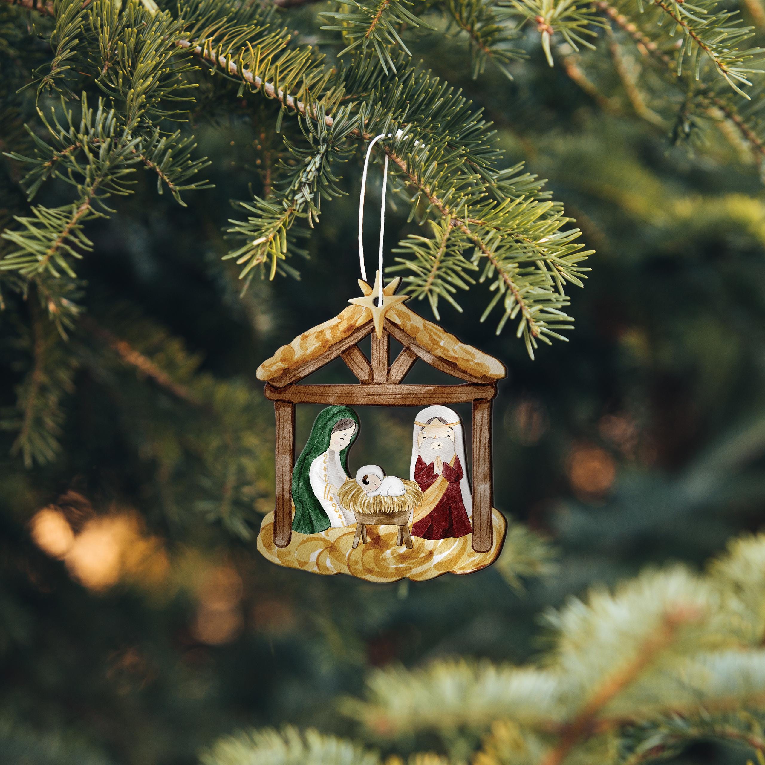 Christmas Nativity Wooden Ornament Set, Laser Cut Nativity Scene, Holy ...