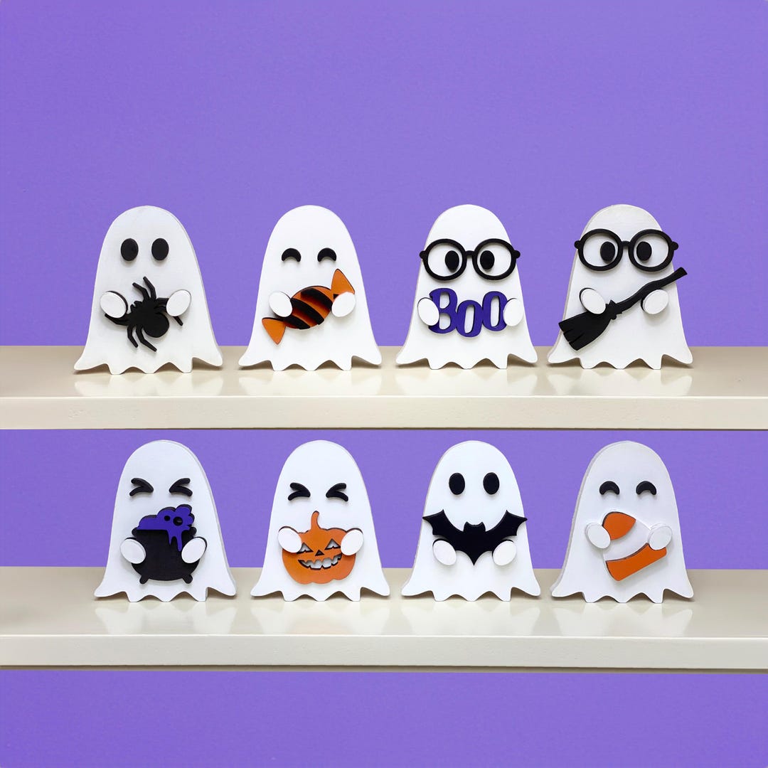 Halloween 3D Layered Wooden Ghost Family Shelf Sitter,hand Painted ...