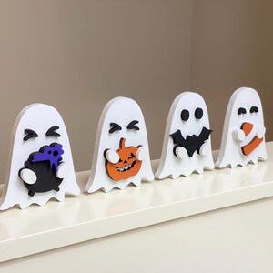Halloween 3D Layered Wooden Ghost Family Shelf Sitter,hand Painted ...