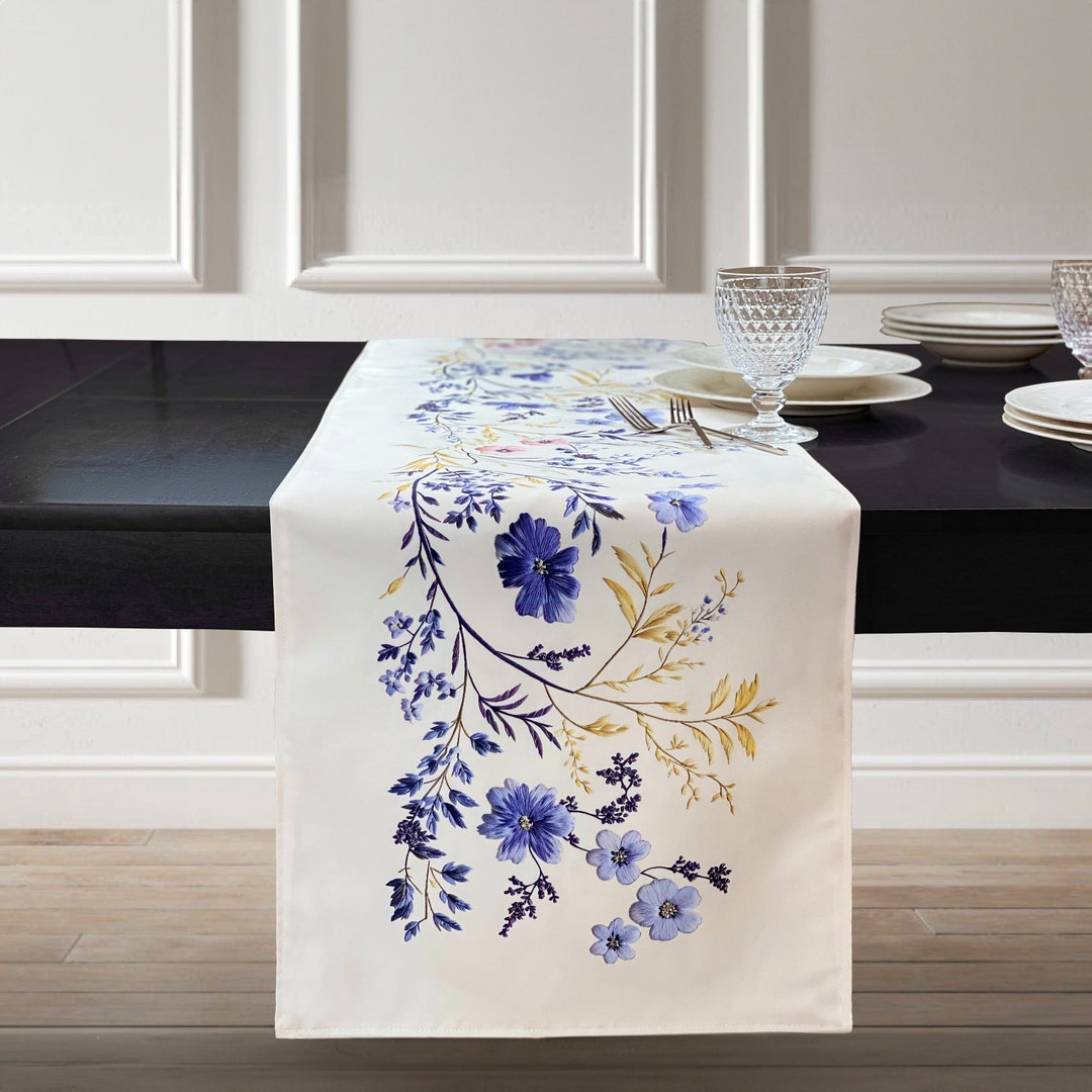 Double Sided French Style Vine Floral Table Runner 16 X 72 ",blue ...