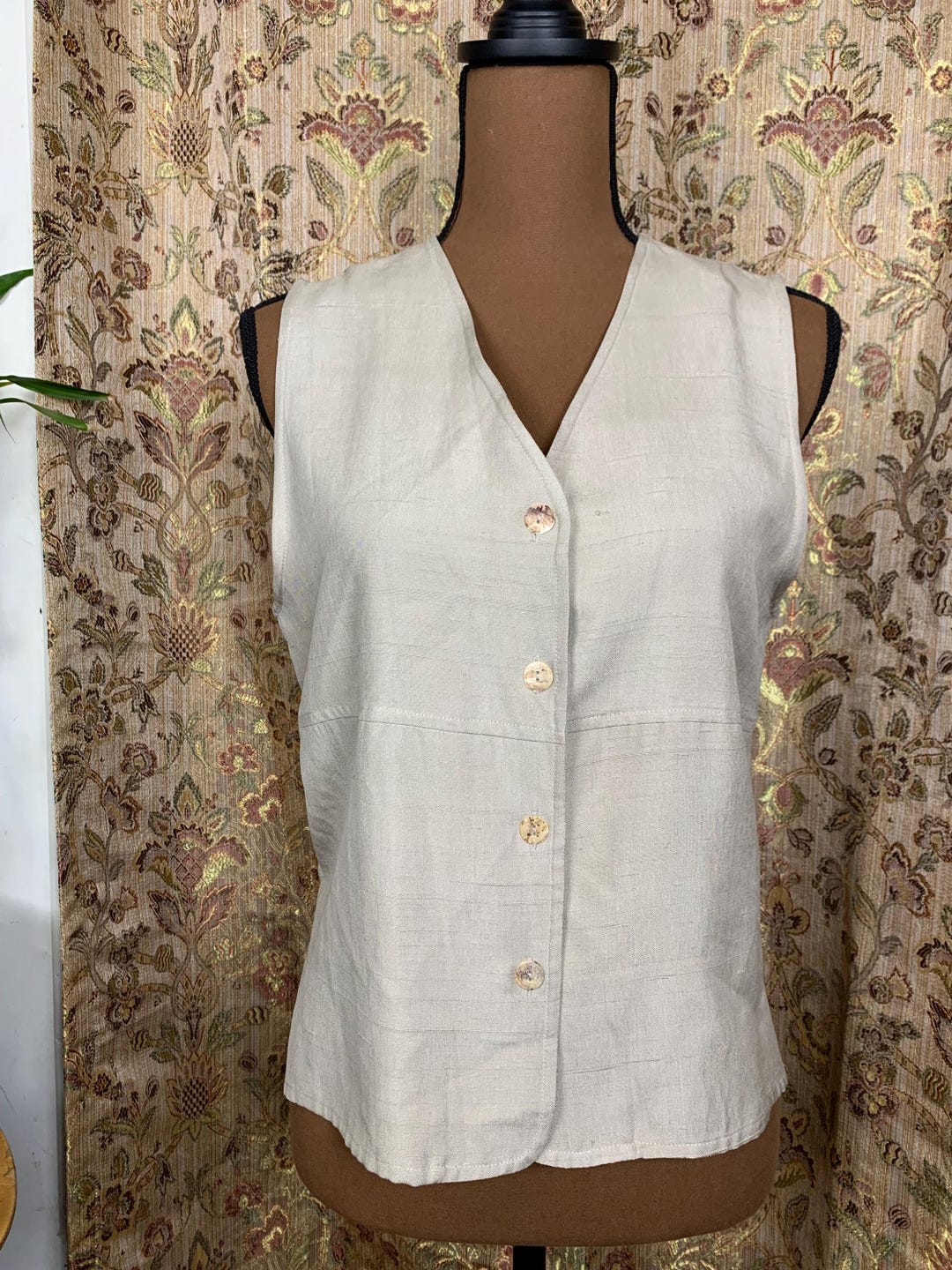 Hillard and Hanson Beige Silk Vest and Pants Set - Etsy