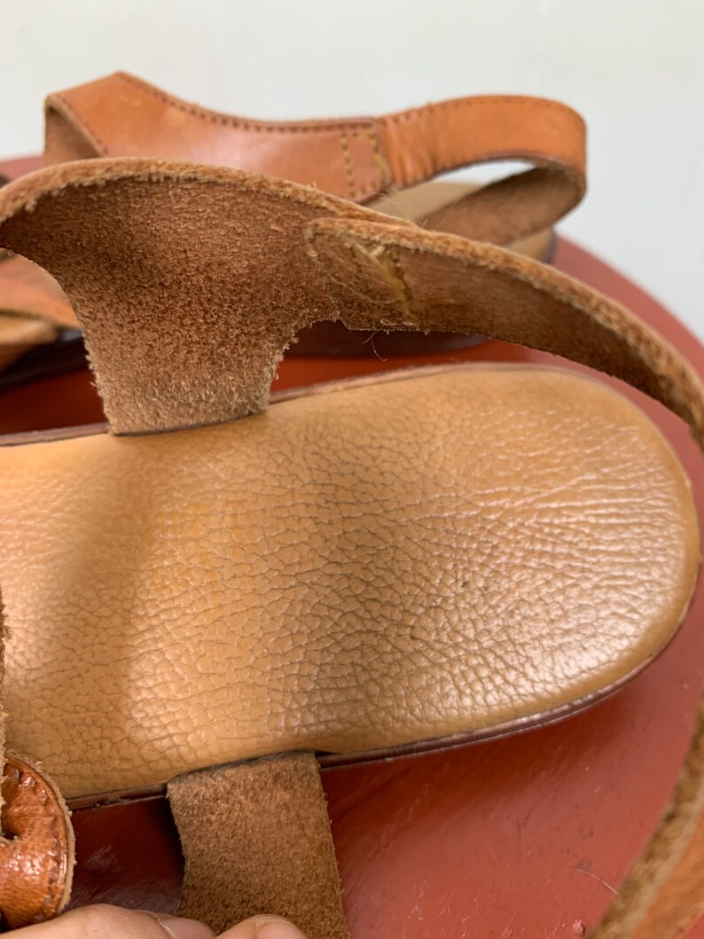 Unbranded Tan Leather Woven Sandals - Etsy