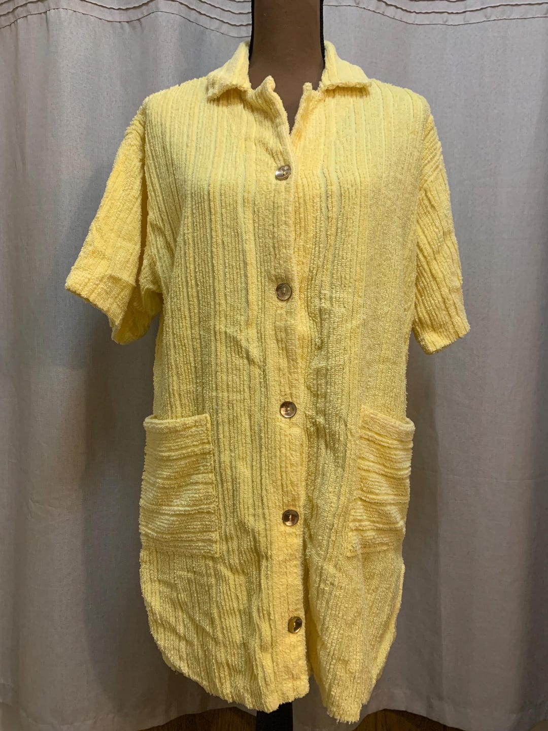 Stan Herman Yellow Terry Cloth Robe - Etsy
